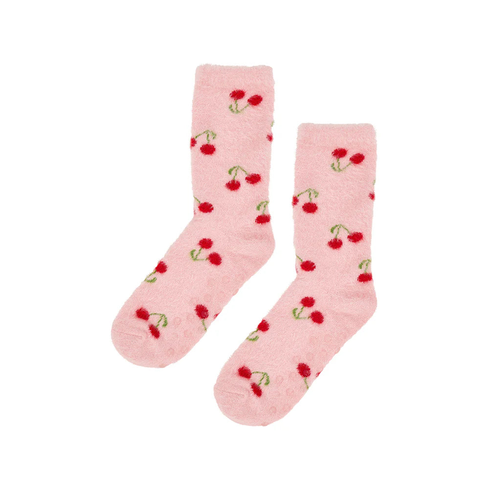 SOCKS FUZZY BED - CHERRY – Lilly Cooper