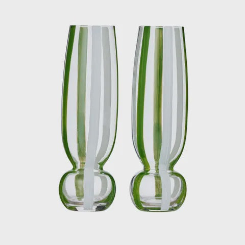 Kimi Glass Flute Green/White – Lilly Cooper