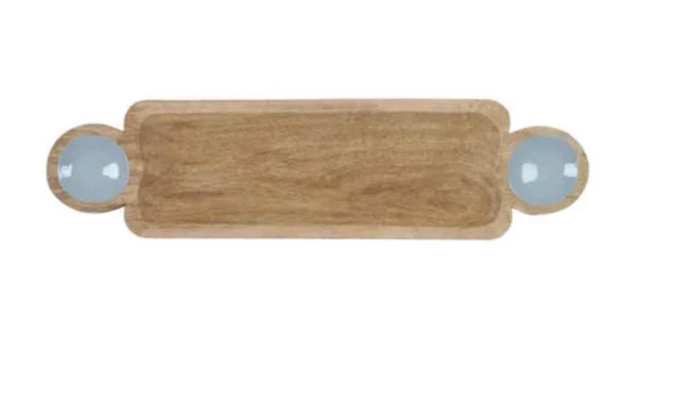Ari Wood Enamel Tray - Blue – Lilly Cooper